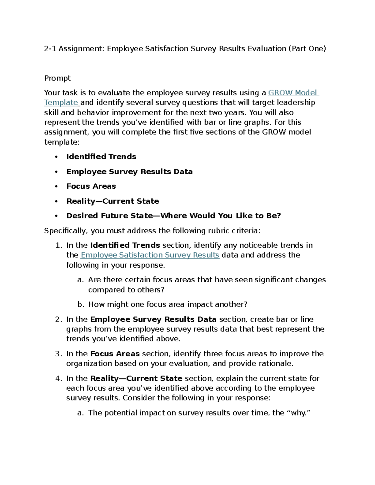 2-1 Assignment: Evaluating Employee Satisfaction Survey Results Using ...