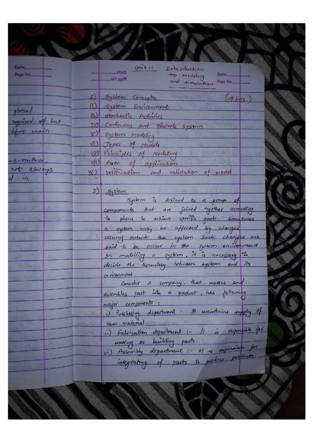 Ch1 - Simulation Handwritten Notes: System Modeling Concepts - Studocu