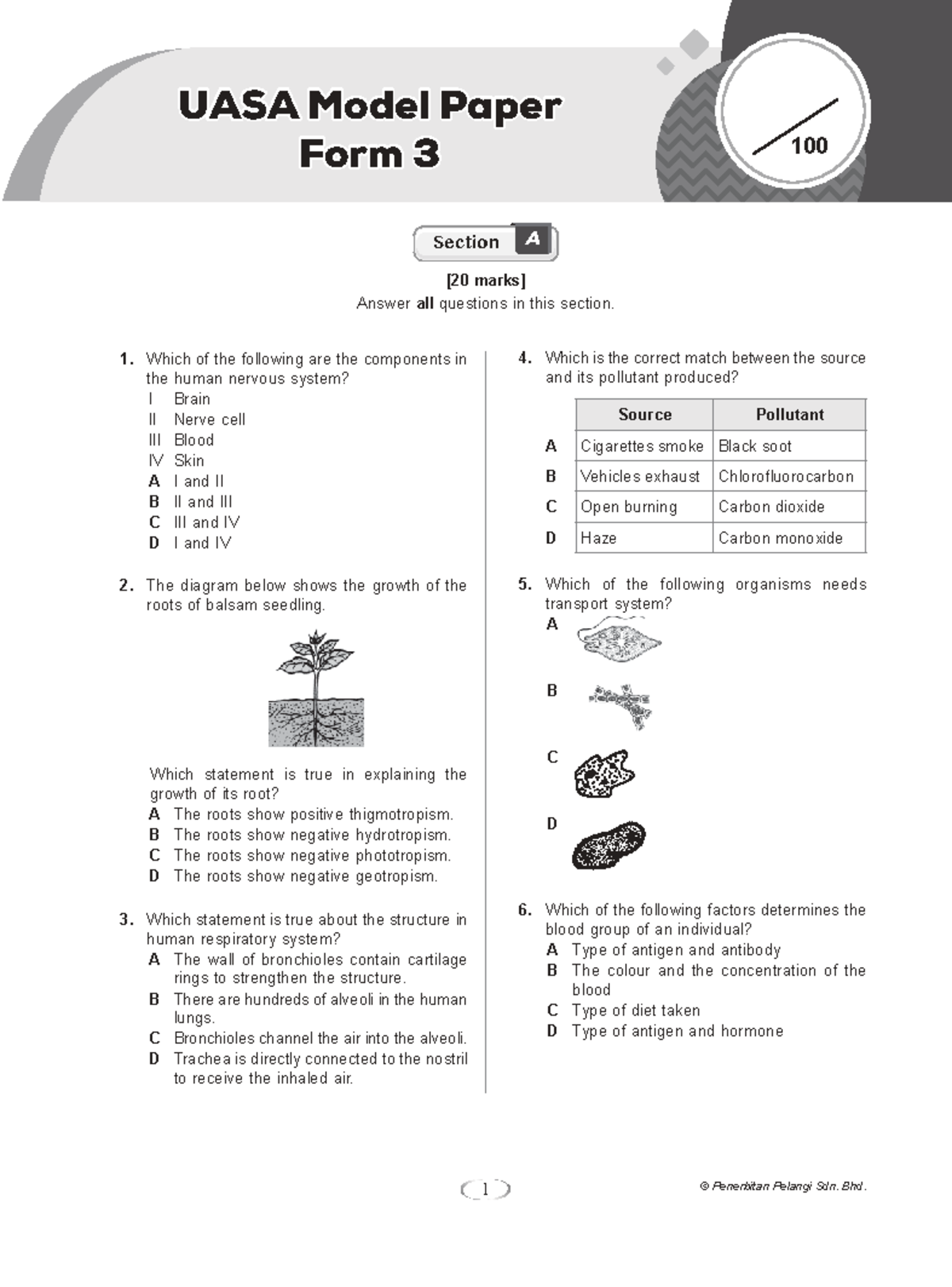 UASA Science Form 3 Model Paper & Answers - Studocu