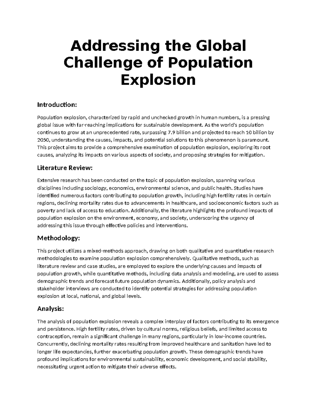 Addressing Population Explosion: Causes, Impacts & Solutions (GE101 ...