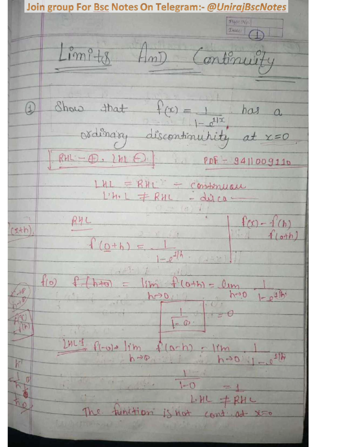 Limits and Continuity Study Guide BSC 1st Year Mathematics - Studocu