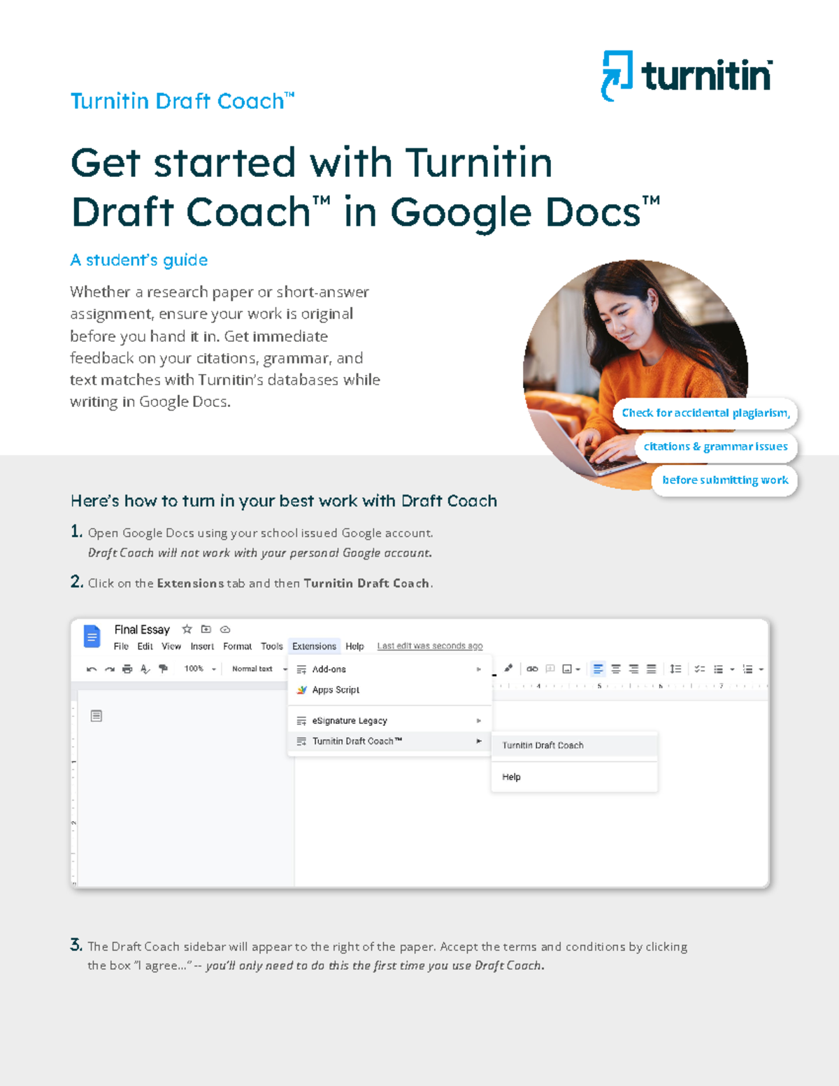 Getting Started with Turnitin Draft Coach™ in Google Docs™ Guide - Studocu