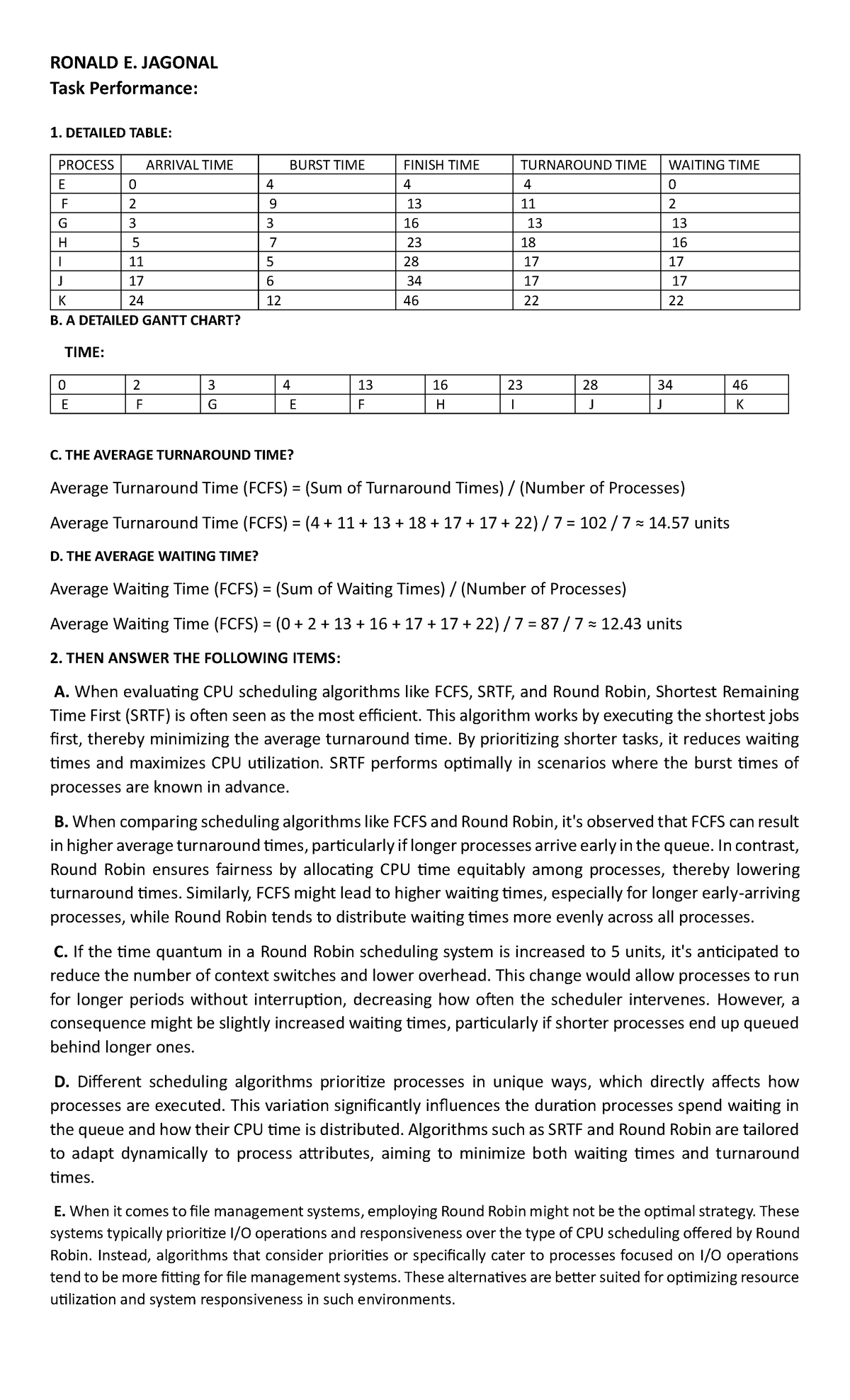 Task Performance Analysis - PLAT-TEC - CPU Scheduling Algorithms - Studocu