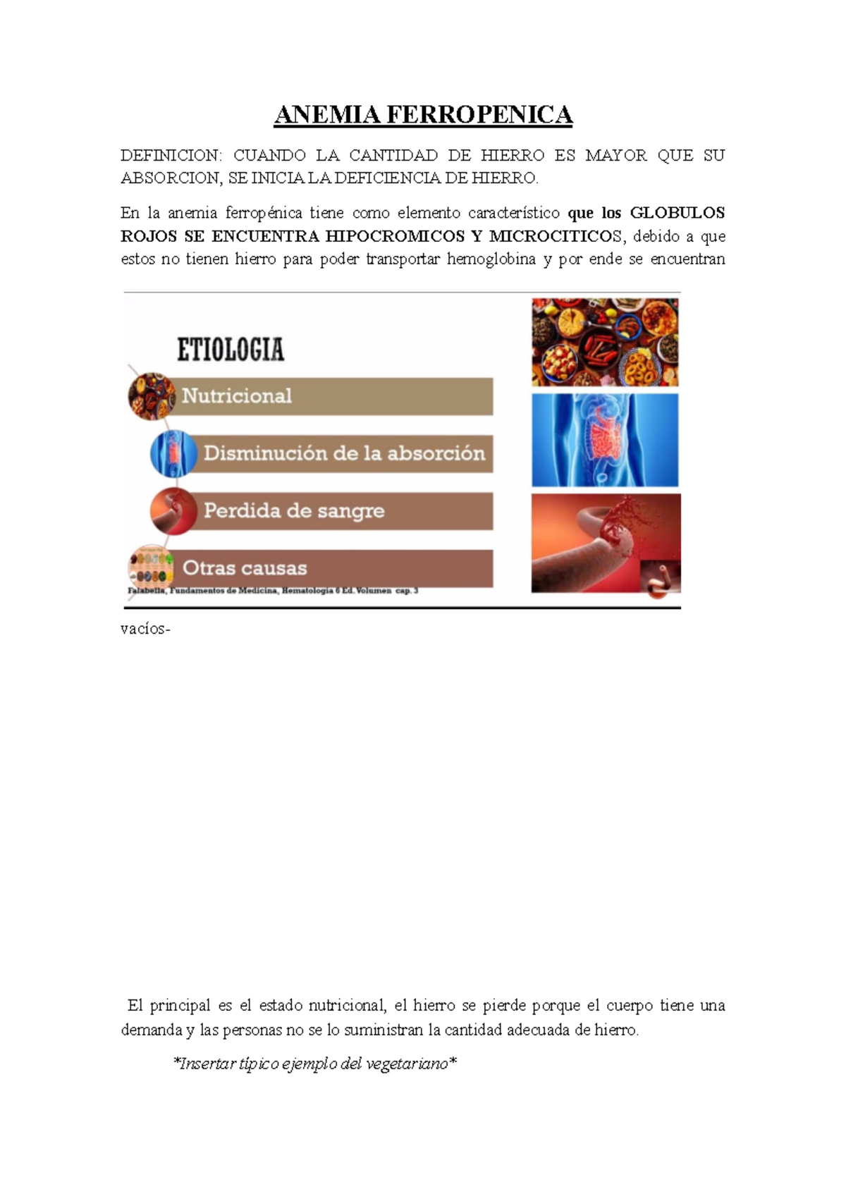 Anemia Ferropénica: Semiología y Hemograma - Estudio Completo - Studocu