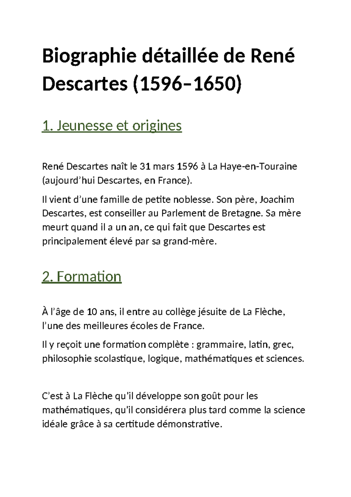 Biographie de René Descartes : Jeunesse, Philosophie et Contributions ...