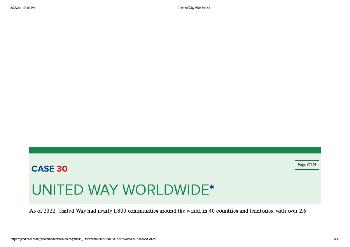 Case Study 30: United Way Worldwide - Leadership, Scandals & Impact ...