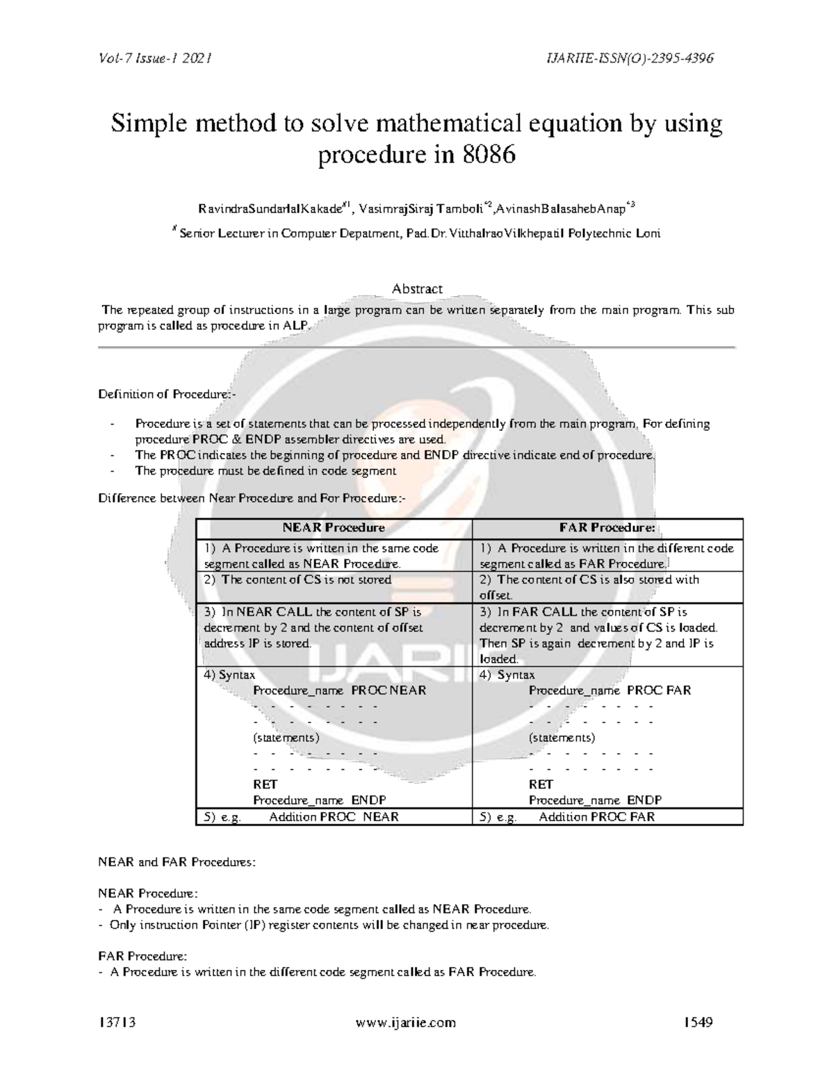 Simple method to solve mathematical equation by using procedure in 8086 ...