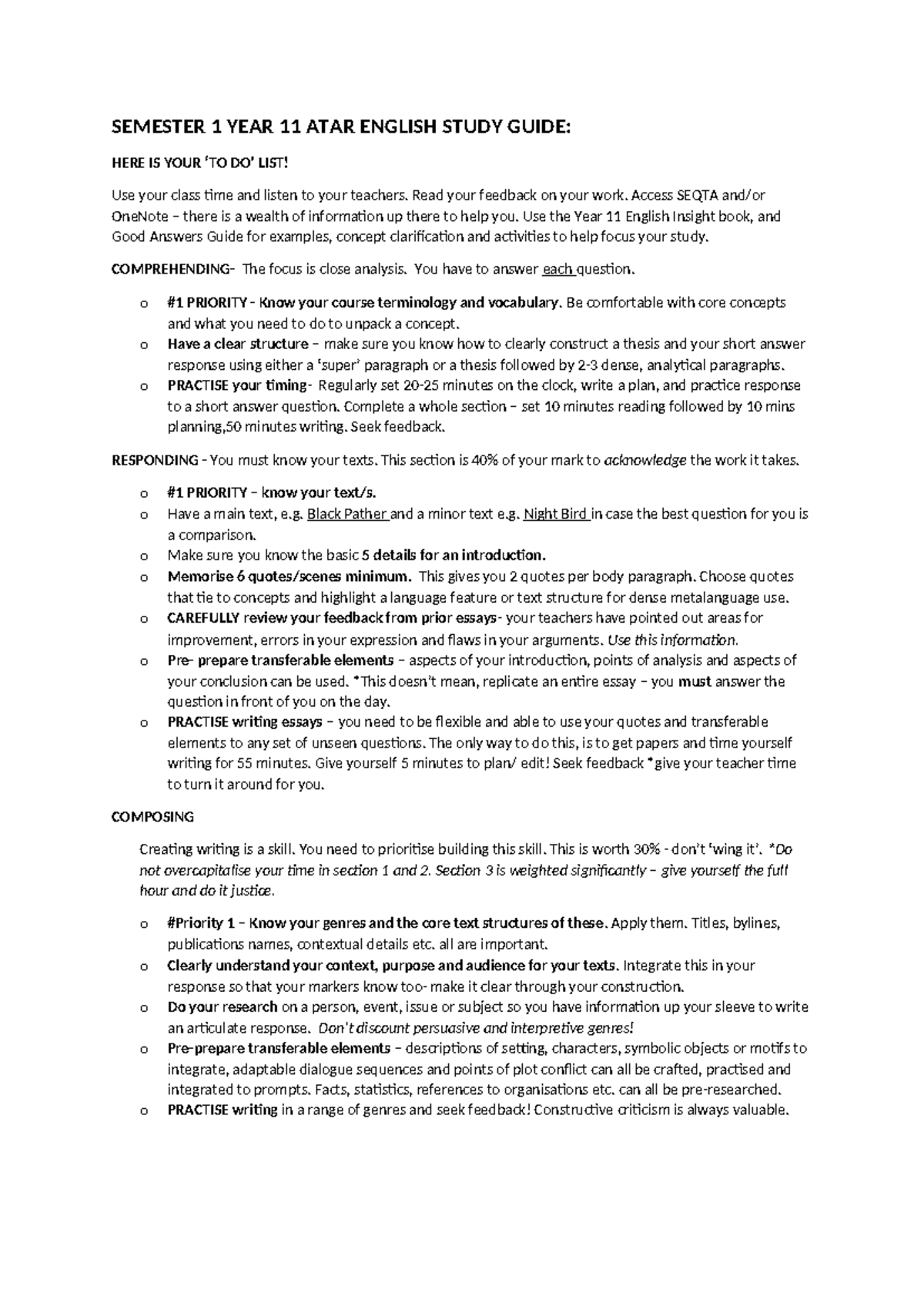 2026 11ATAR English Unit 1 Exam Study Guide: Key Strategies & Tips ...
