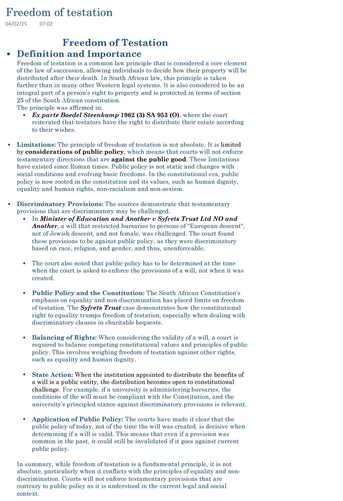Freedom of Testation: Definition, Importance, and Limitations in SA Law ...