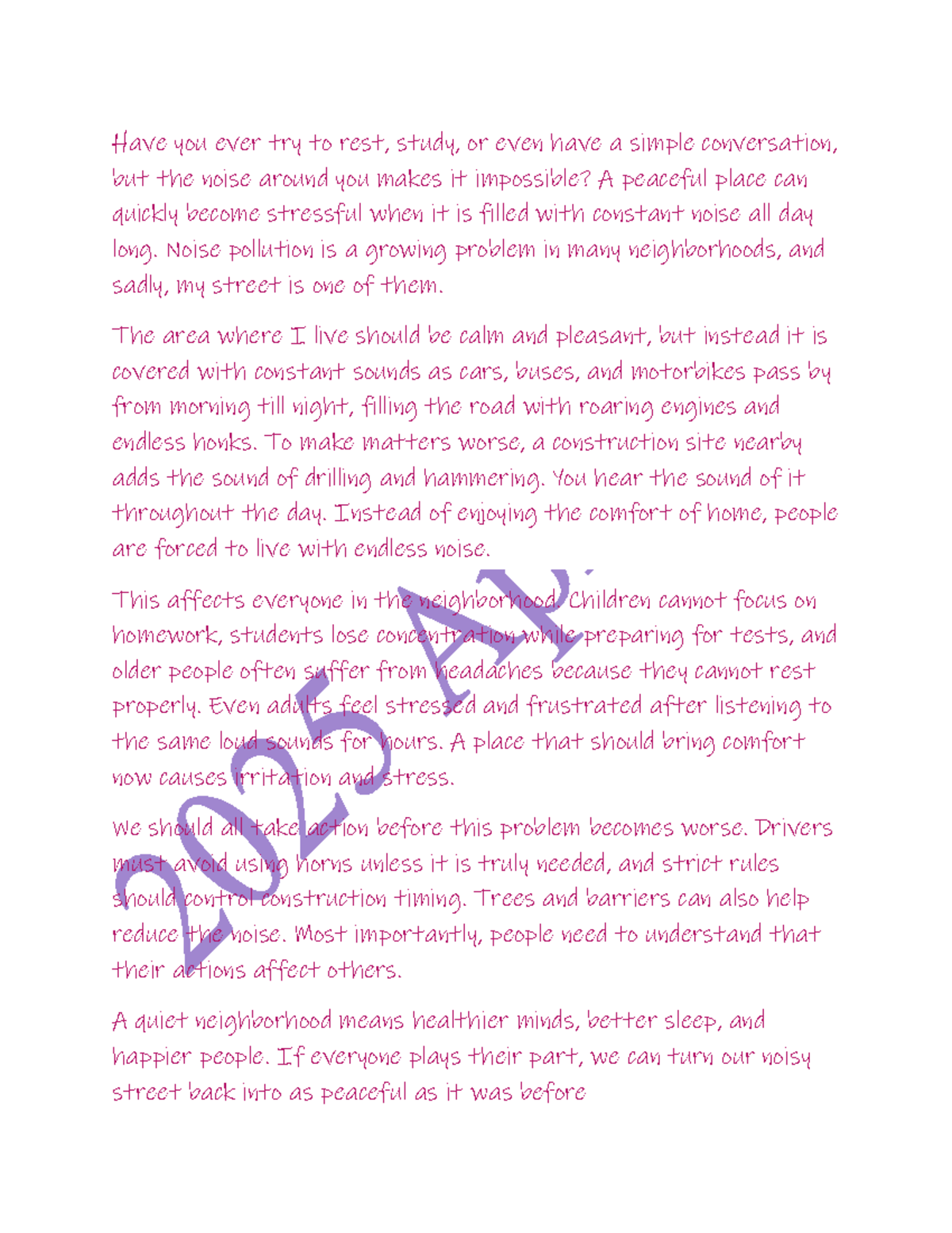 Noise Pollution in Our Neighborhood: A Call for Action - Studocu