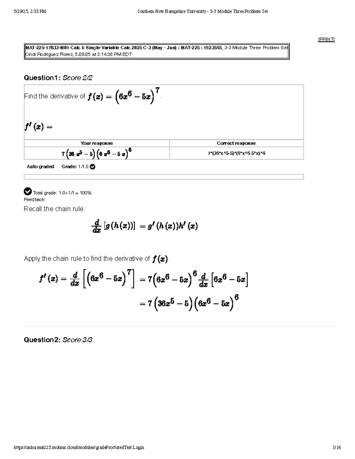 Module 3 Problem Set for MAT 225: Calculus I Assignments and Solutions ...