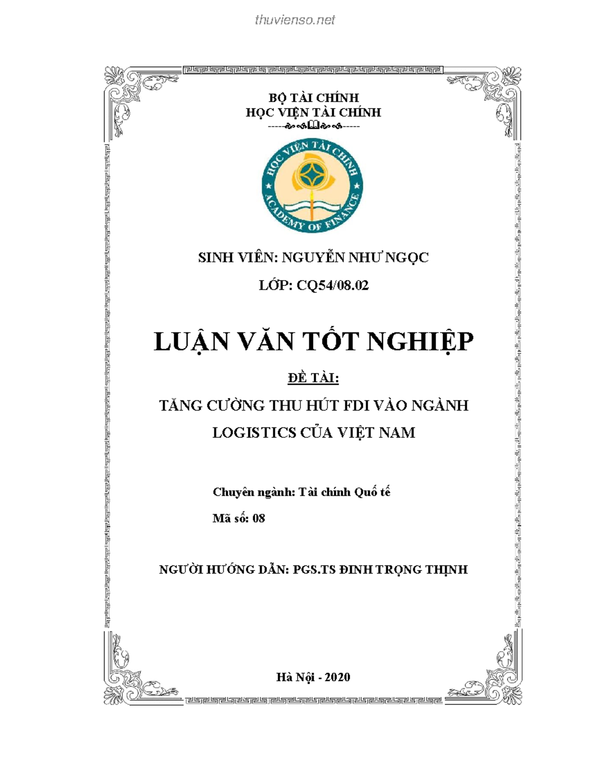 Luan van tot nghiep nganh tai chinh quoc te tang cuong thu hut fdi vao ...