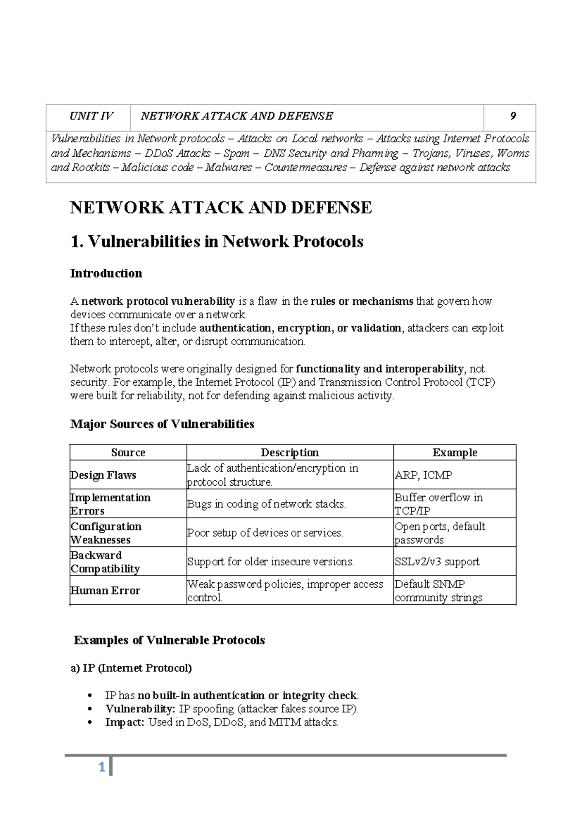 CNS UNIT 4 - Network Attack and Defense Overview and Countermeasures ...