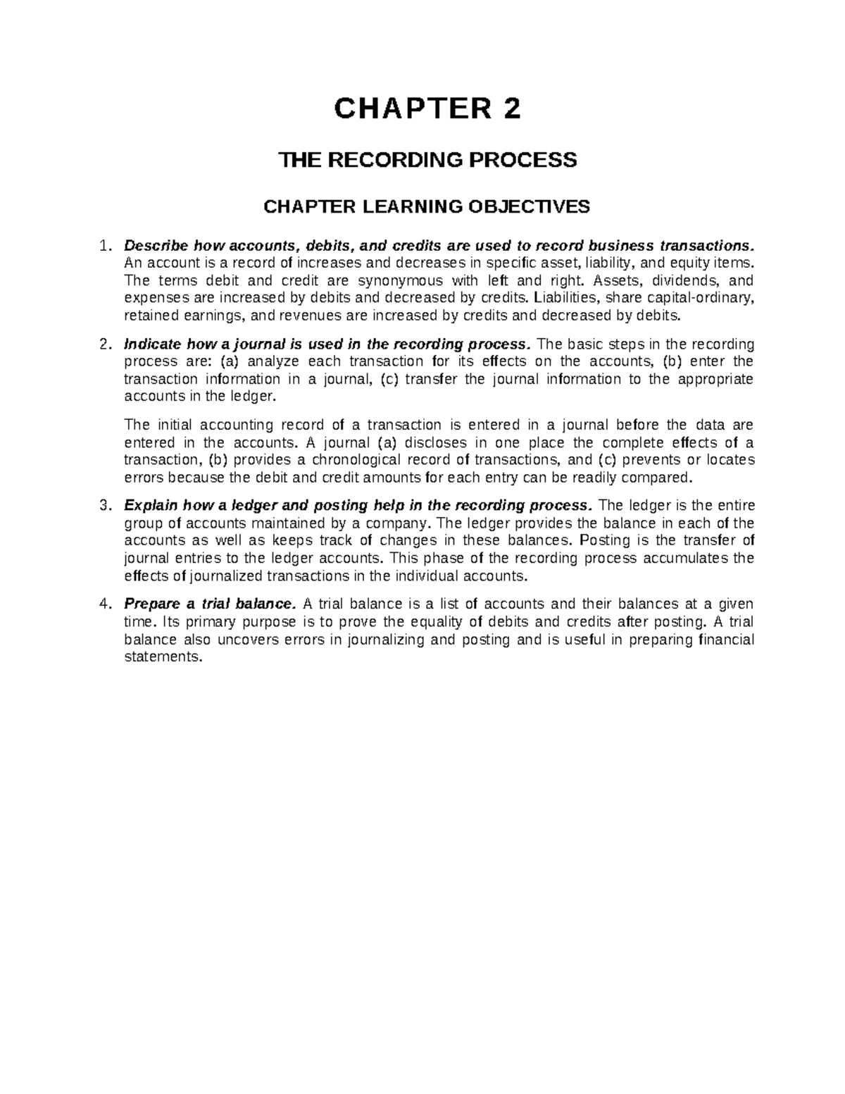Financial Accounting: Chapter 2 - The Recording Process Overview - Studocu