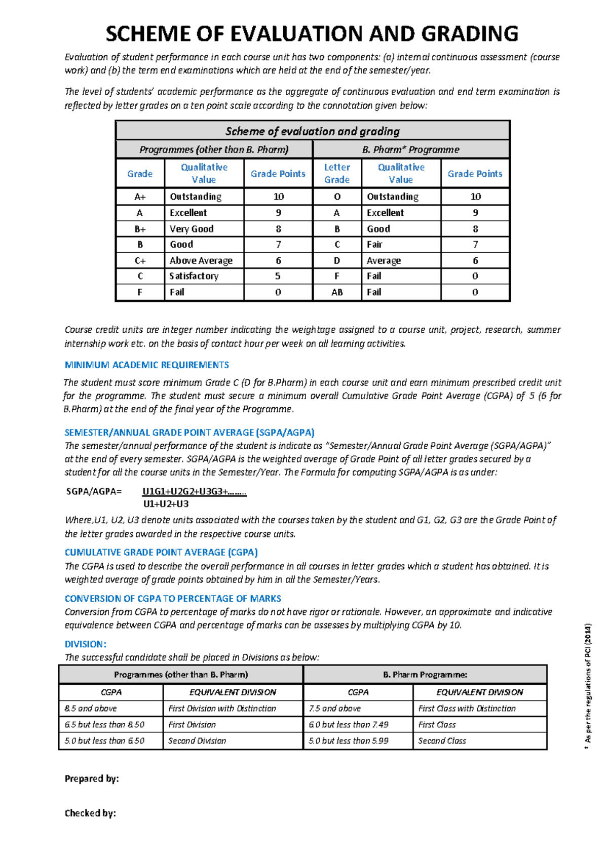 Scheme of evaluation - SCHEME OF EVALUATION AND GRADING Evaluation of ...