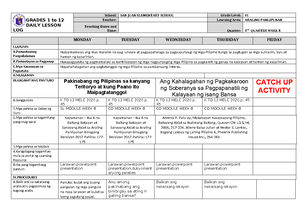 Q3. Filipino 6 DLP - DETAILED LESSON PLAN IN Filipino 6 School: Mabuco ...