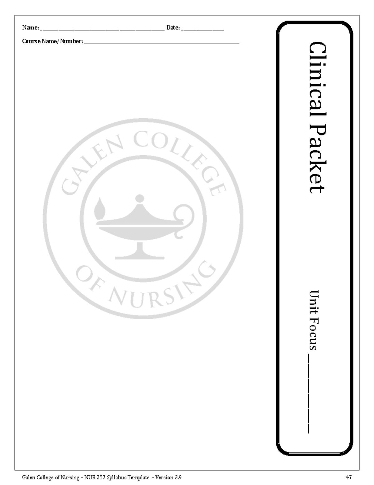 NUR 257 Clinical Assessment Packet: Comprehensive Evaluation Guide ...