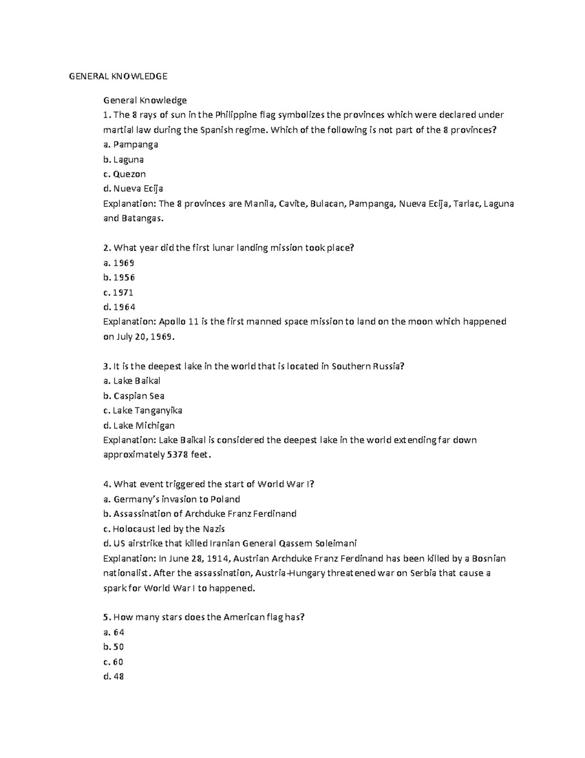 Entrance Exam 1: General Knowledge, Verbal Reasoning & Science - Studocu