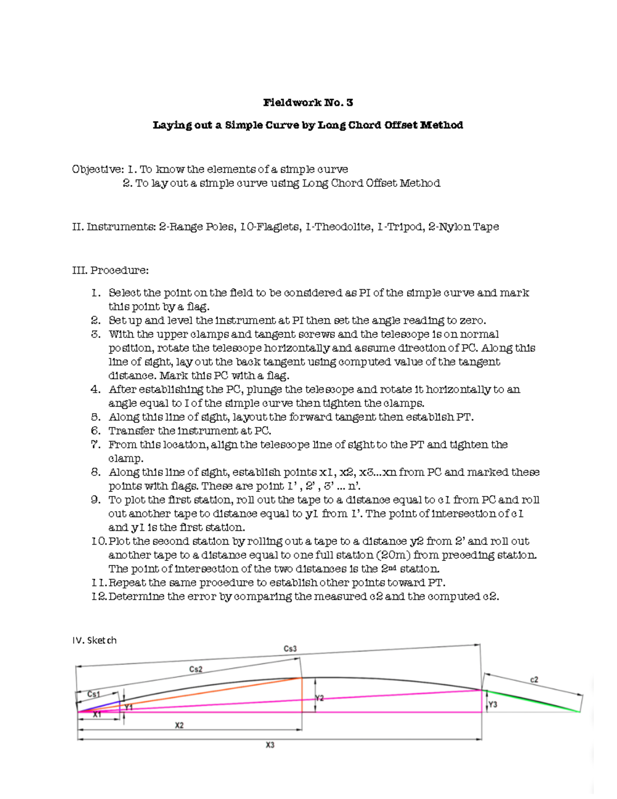 Fieldwork No. 3: Laying Out Simple Curve Using Long Chord Method - Studocu