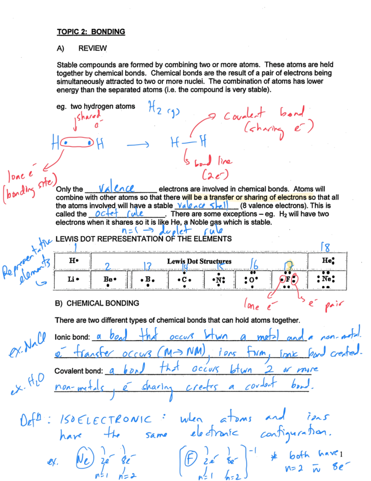 Unit 1 Lesson 3: Overview of Chemical Bonding and Bond Types - Studocu