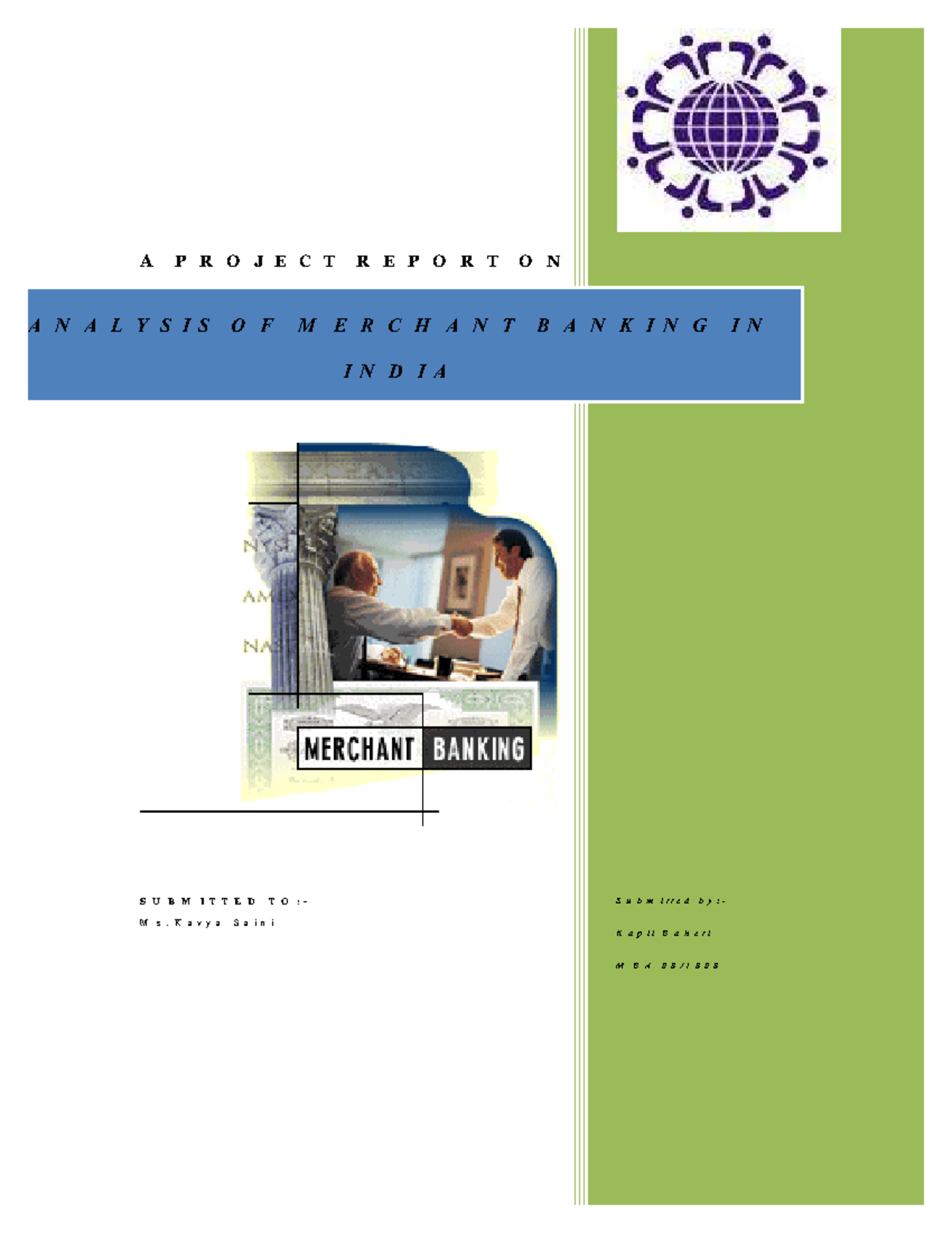 Analysis of Merchant Banking in India - MBA Project Report - Studocu