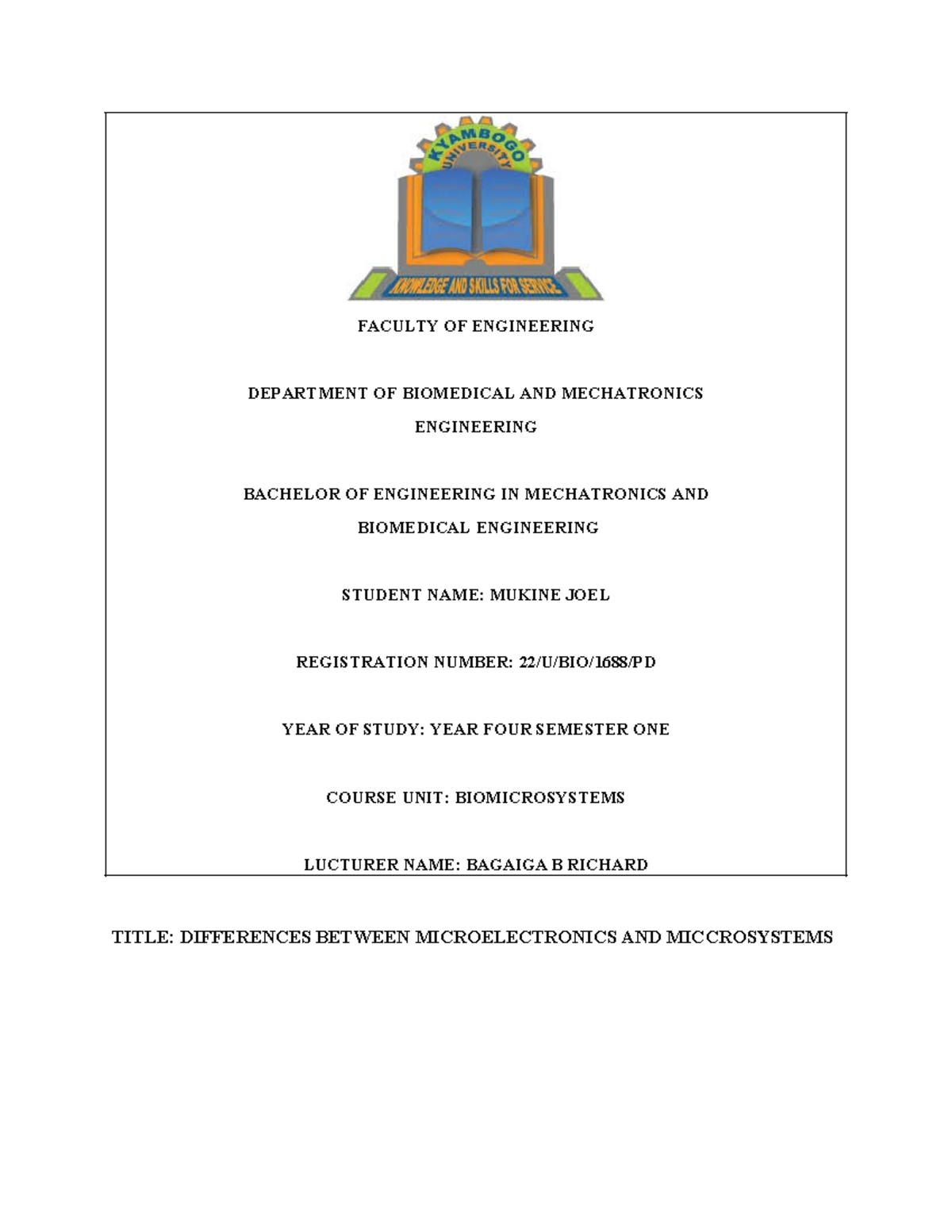 BIOMEDICAL ENGINEERING 4 SEM 1: Microelectronics vs Microsystems - Studocu