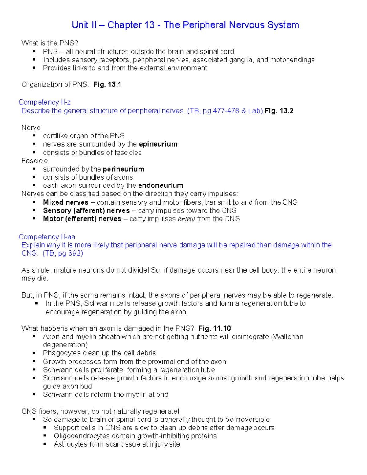 Peripheral Nervous System Overview: Chapter 13 (Unit II) - Studocu