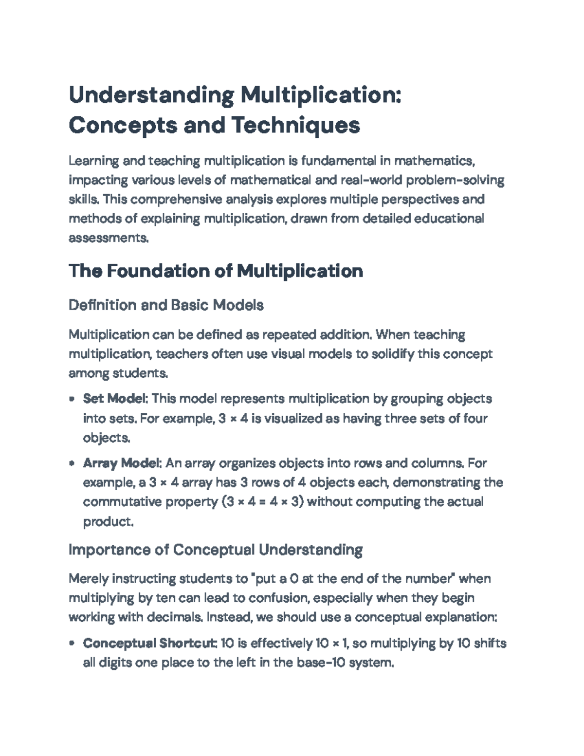 Effective Strategies for Teaching Multiplication Concepts and ...