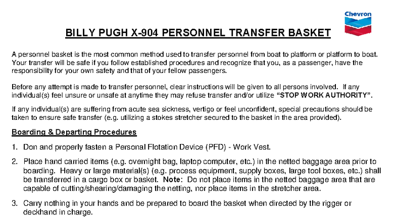 Billy PUGH X-904Personal Basket Pilot Procedure Manual - BILLY PUGH X ...