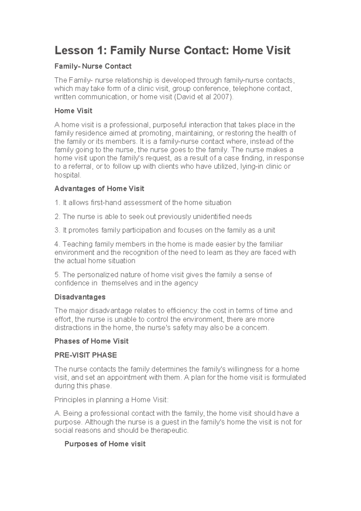 Home Visit Nursing: Key Concepts and MMDST Overview - CHN Notes - Studocu