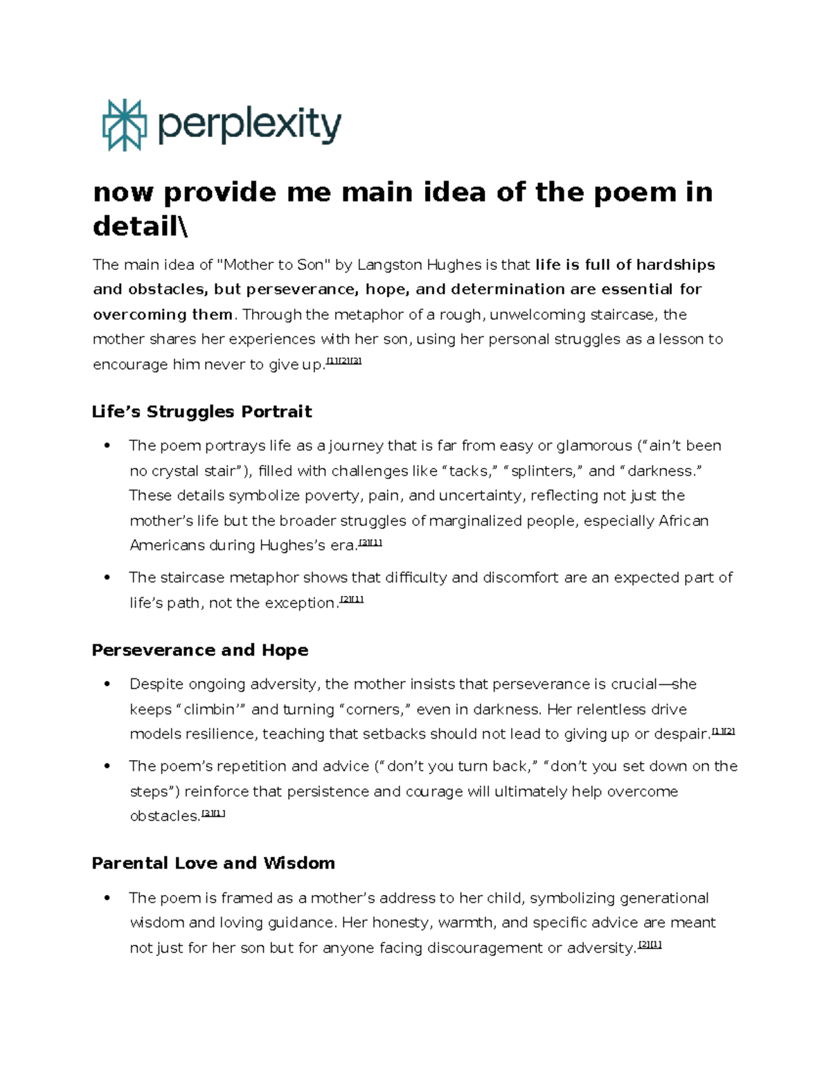 ENG 101: Detailed Analysis of Langston Hughes' "Mother to Son" - Studocu