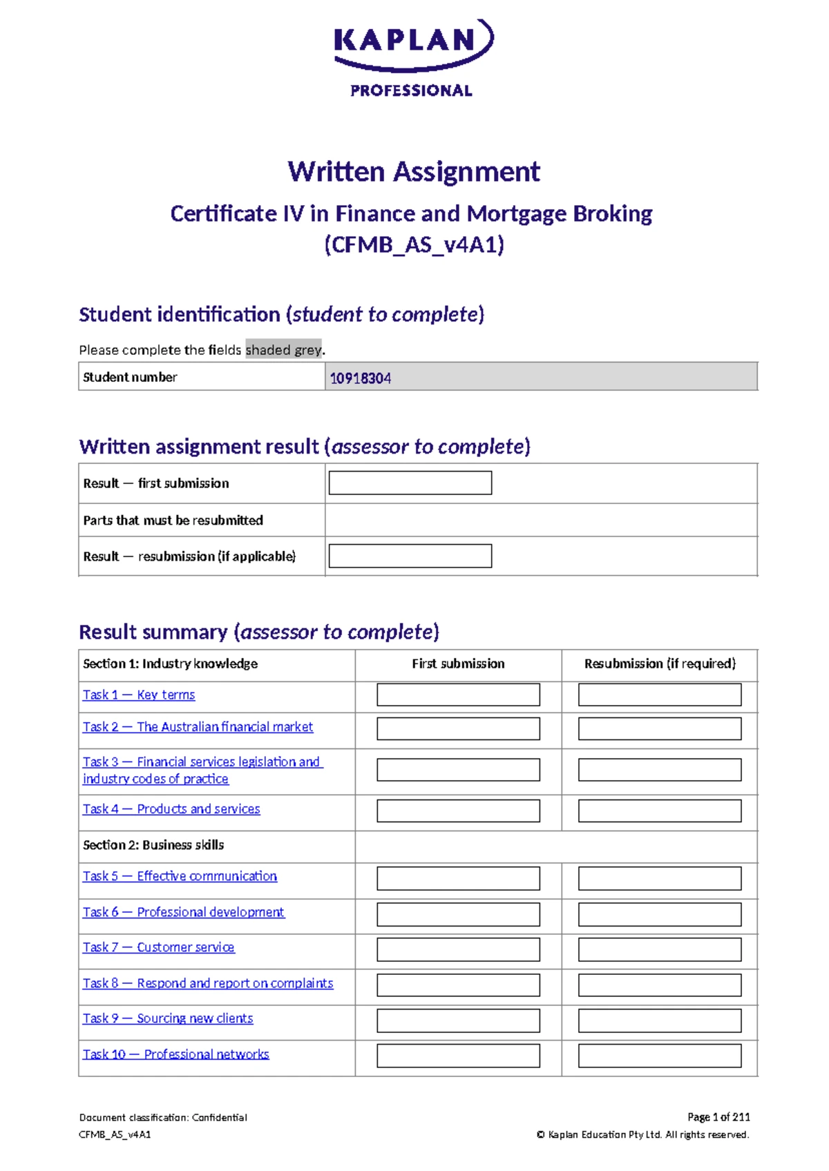 10841343 CFMB AS v2 Submission 1 - Written Assignment Certificate IV in ...