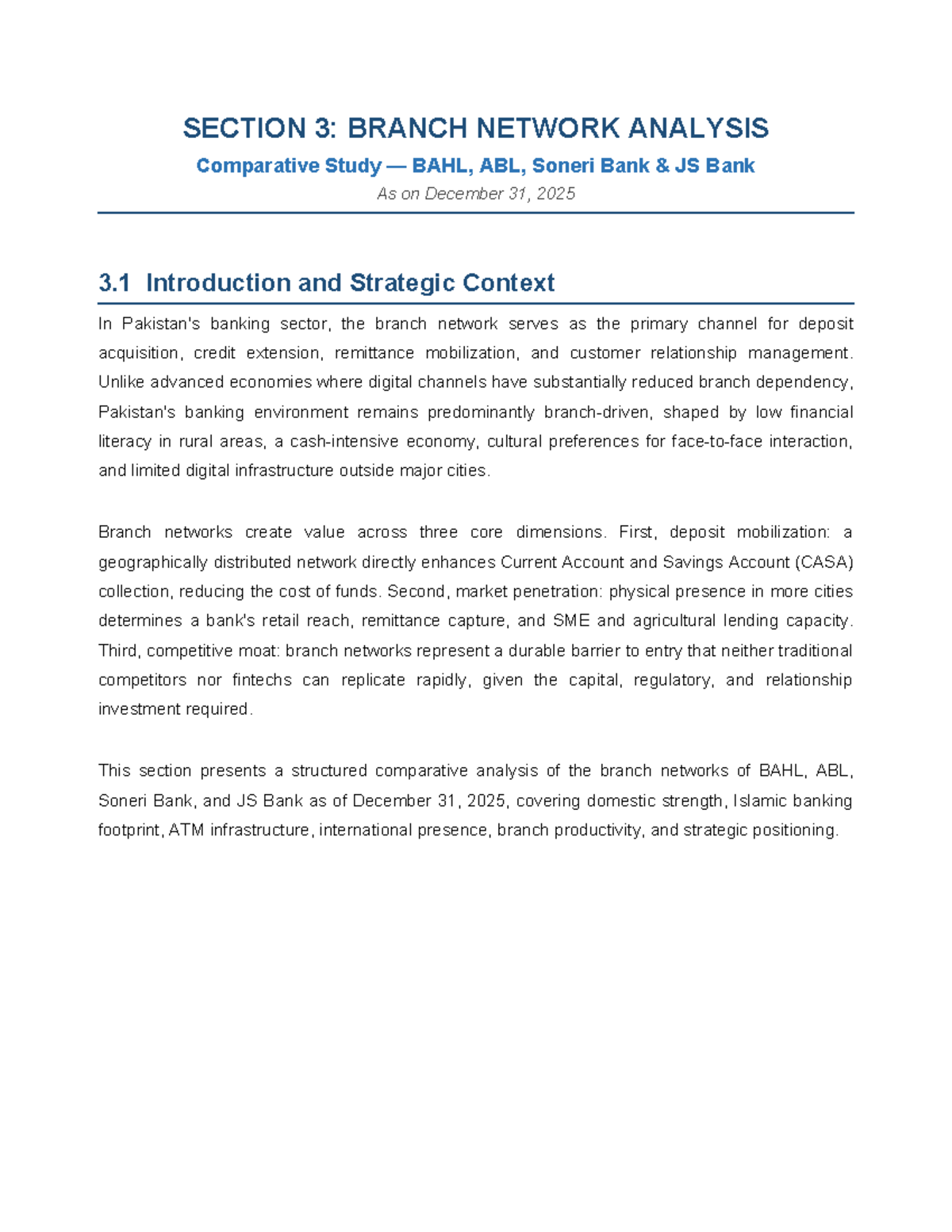 Comparative Analysis of Branch Networks: BAHL, ABL, Soneri & JS Bank ...