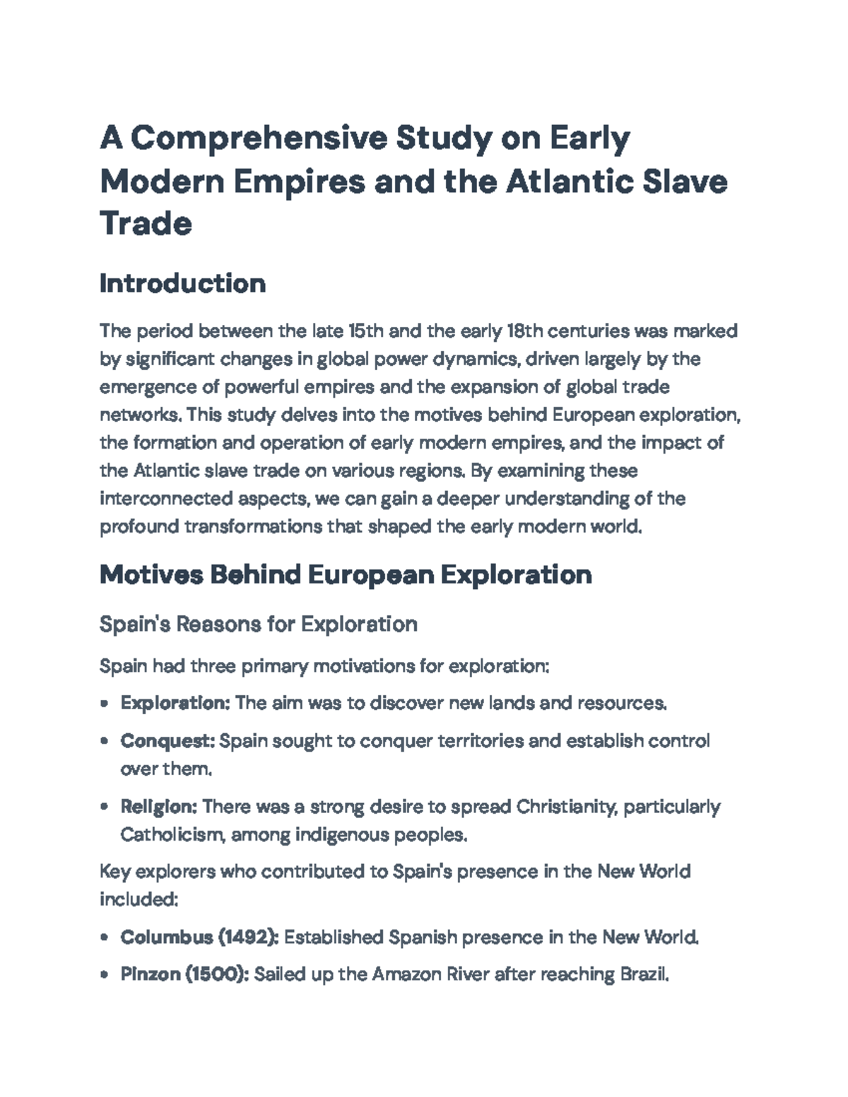 A Comprehensive Study on Early Modern Empires & the Atlantic Slave ...