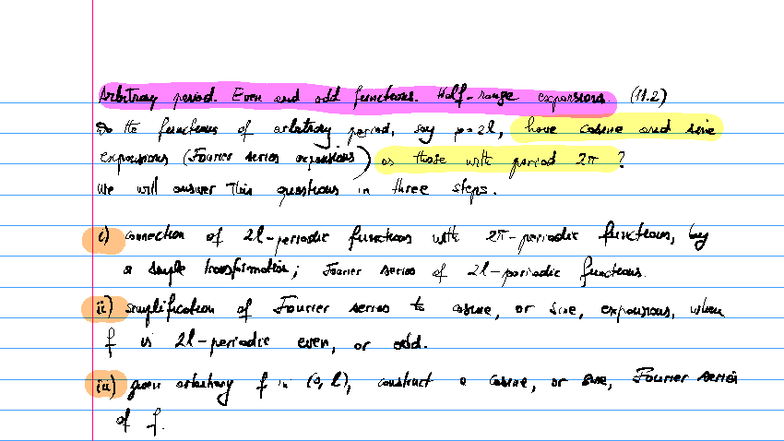 Fourier Series of Arbitrary Period Functions (MATH 11.2) - Studocu