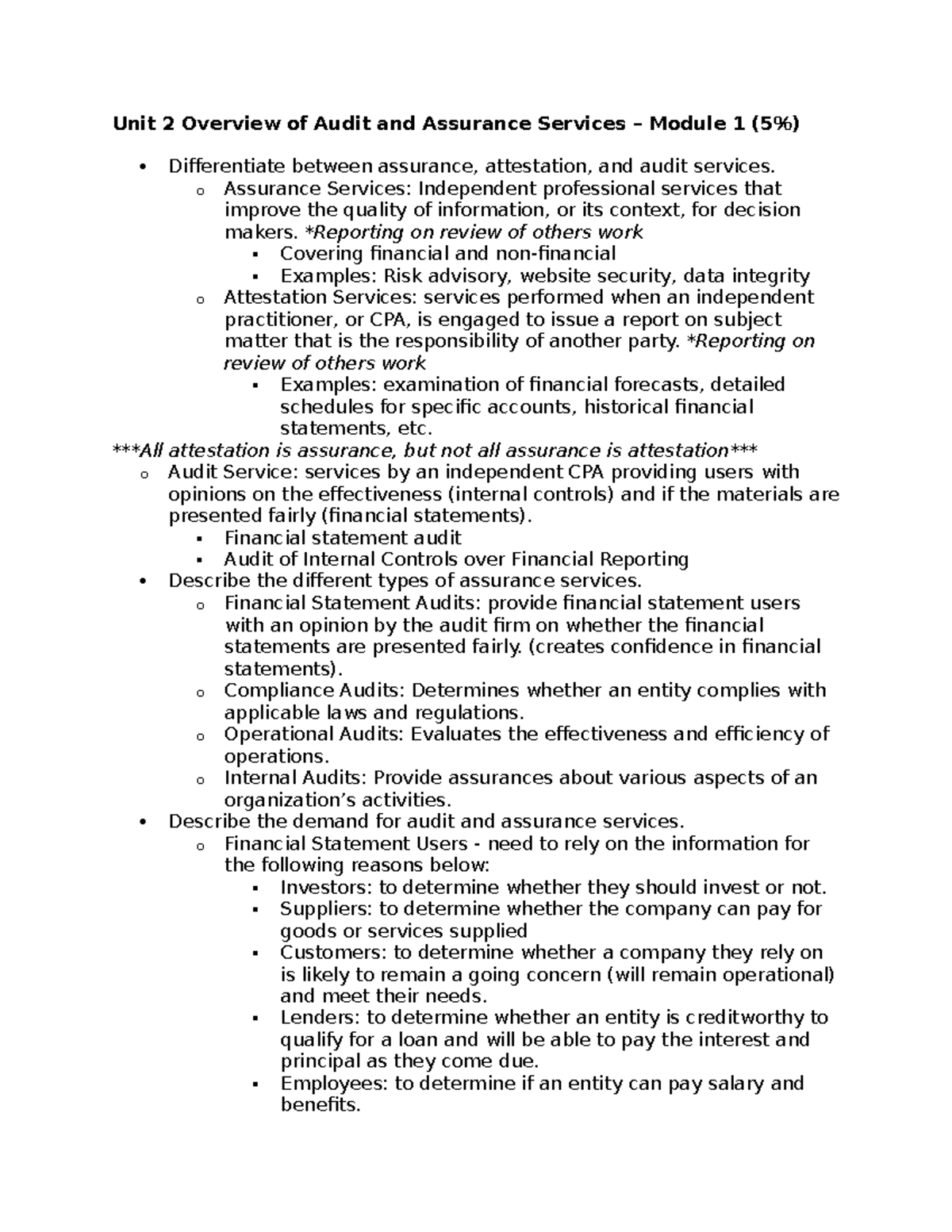 Unit 2: Overview of Audit & Assurance Services - Key Concepts Explained ...
