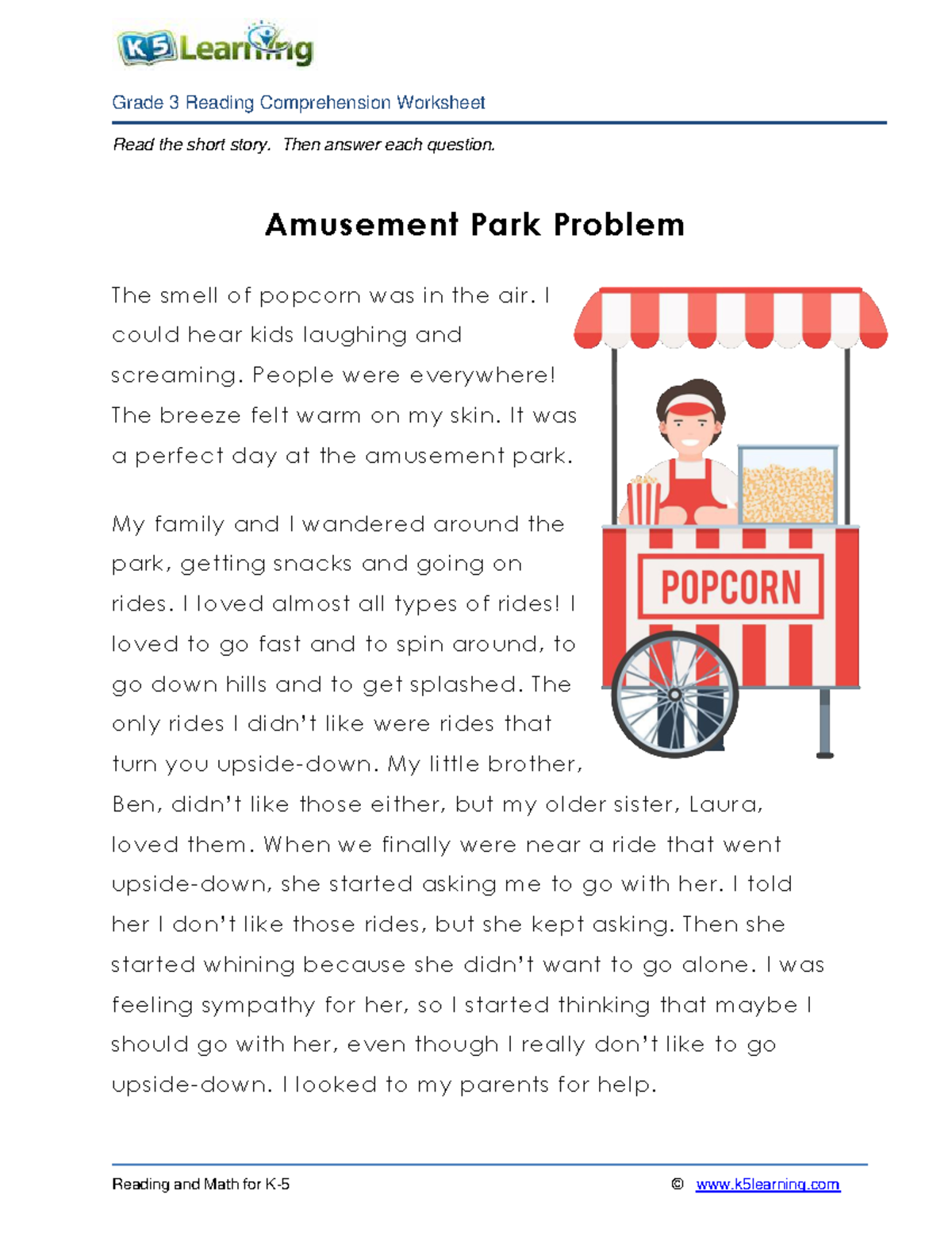 3rd Grade Reading Comprehension - Amusement Park Story Analysis - Studocu