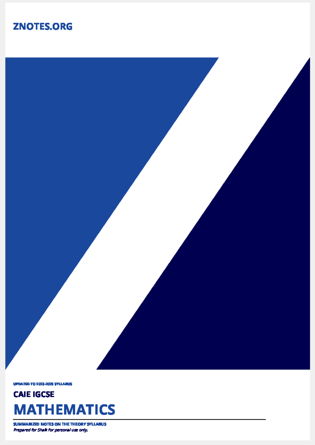 CAIE- Igcse-Mathematics - notes - ZNOTES UPDATED TO 2023-2025 SYLLABUS ...