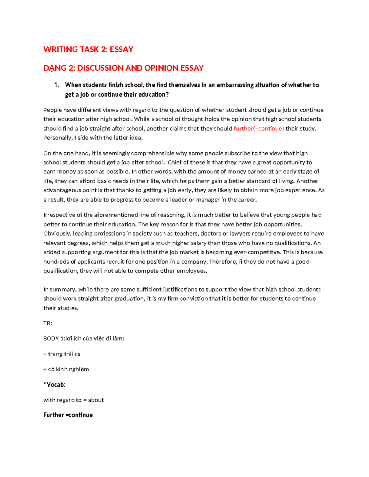 Writing Task 2-Discussion and opinion essay - WRITING TASK 2: ESSAY ...