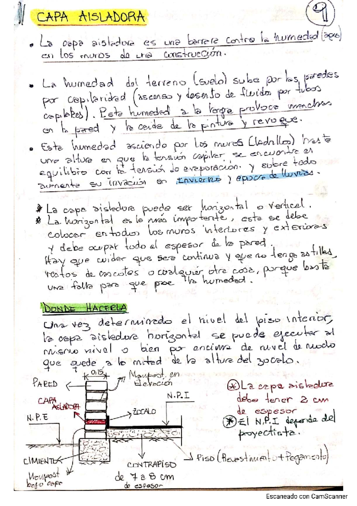 Capa Aisladora: Apuntes de Clases sobre Construcción y Humedad - Studocu