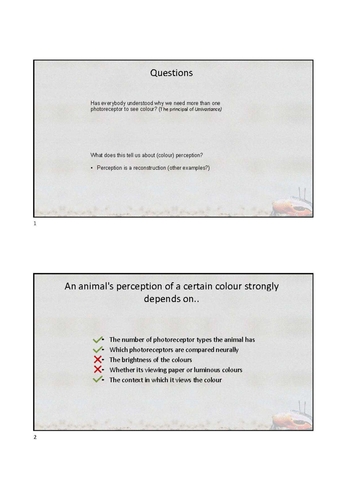 Understanding Color Perception in Animals - Questions (Course Code: PSY ...