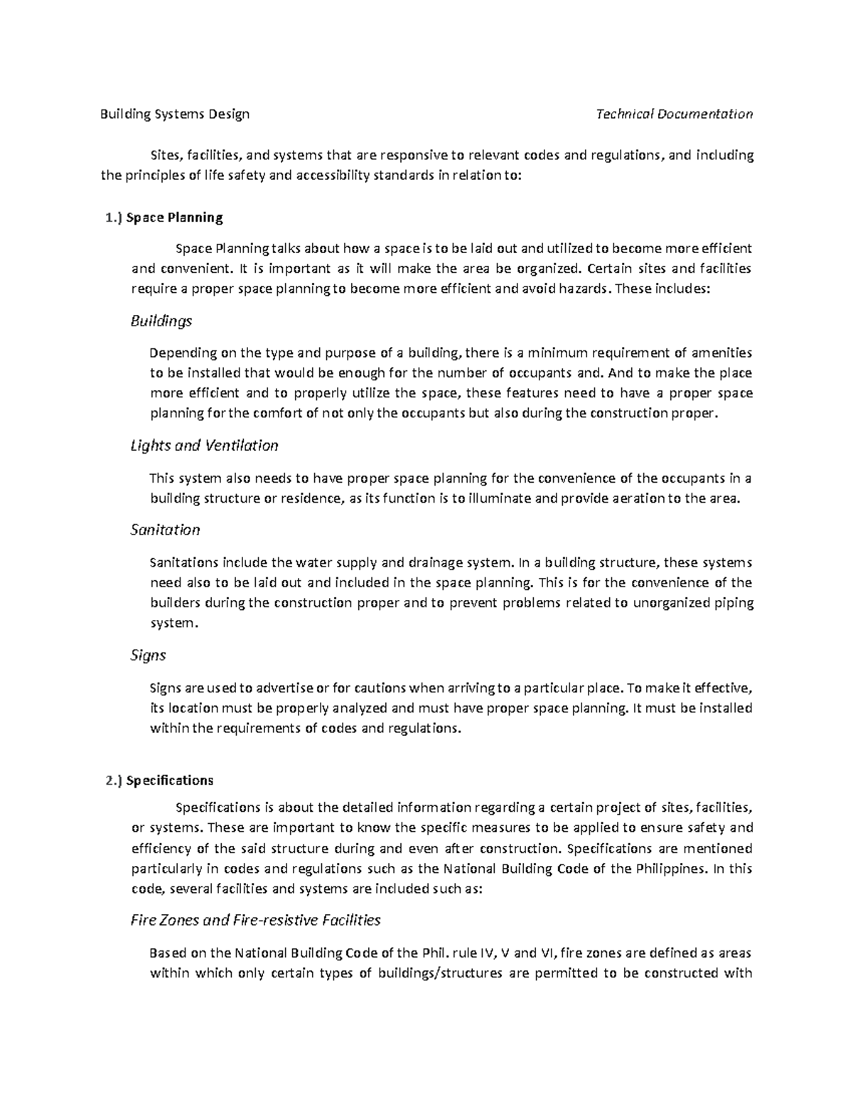 Building Systems Design: Technical Documentation Overview - Studocu