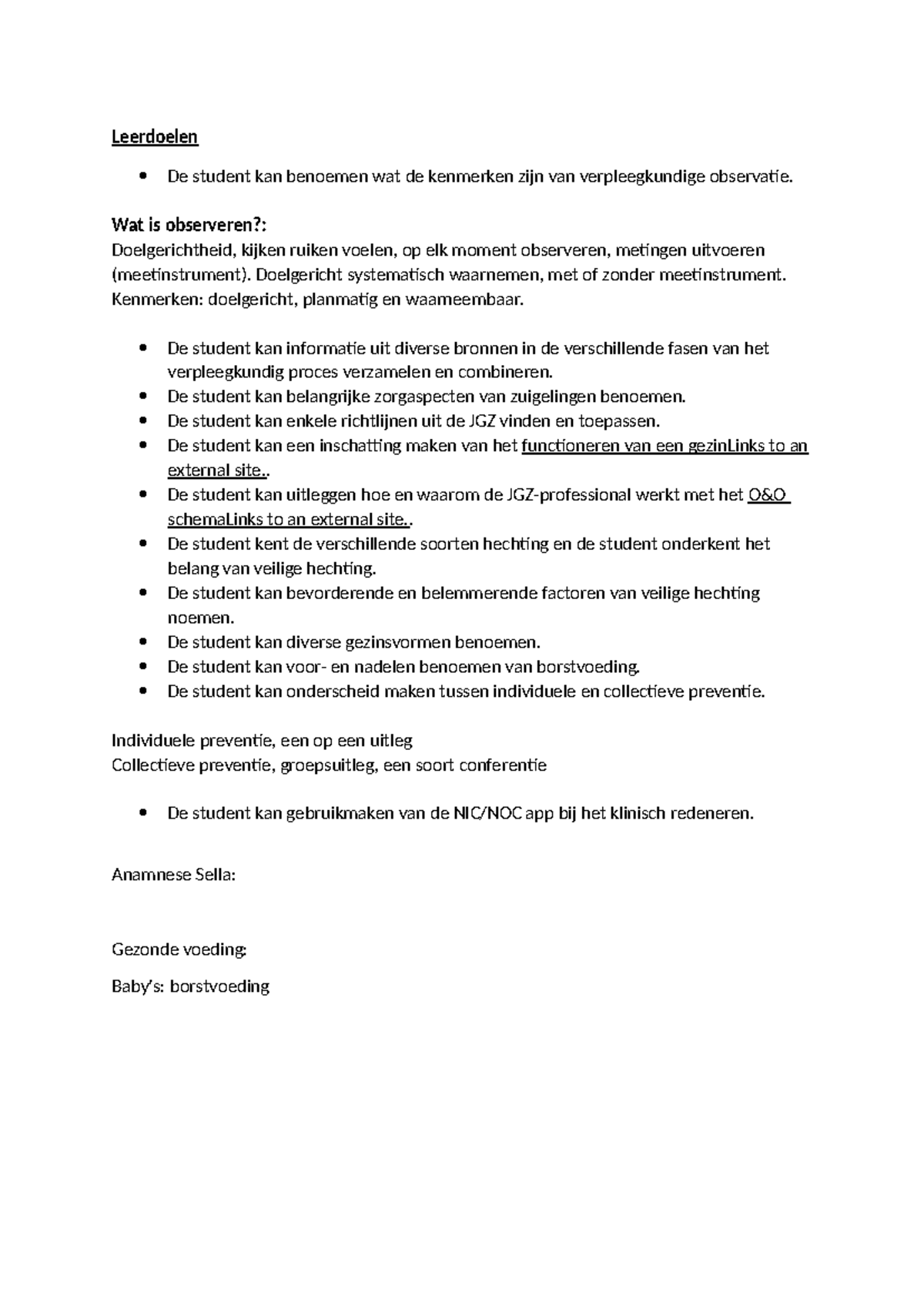 Leerdoelen Verpleegkundige Observatie & Verpleegproces - Blok 3 ...