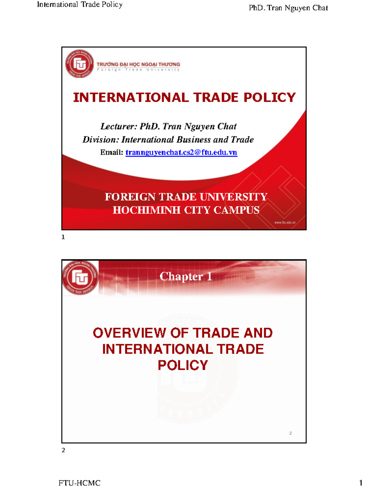 CSTMQT C1 - Overview of Trade & International Trade Policy Handouts ...