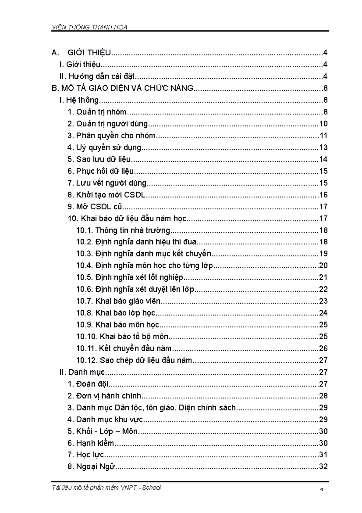 Hướng dẫn sử dụng - cnpmnc - Tài liệu mô tả phần mềm VNPT - School A. GIỚI - Studocu