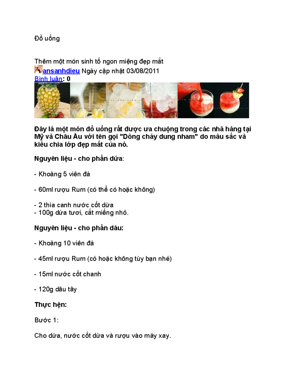 Đồ Uống: Công Thức Cocktail Ngon Miệng và Đẹp Mắt - Studocu