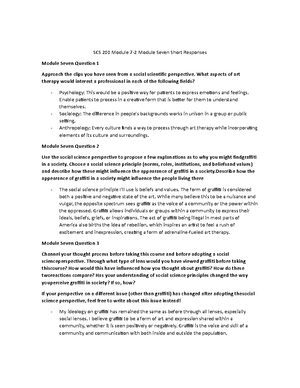 SCS 200 Module Three Short Responses - Module Three Question 1 In the textbox provided ...