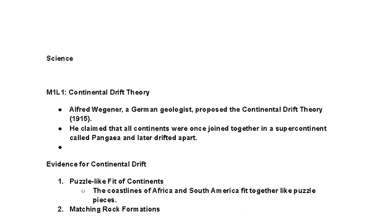 Science M1L1: Continental Drift, Seafloor Spreading & Plate Tectonics ...