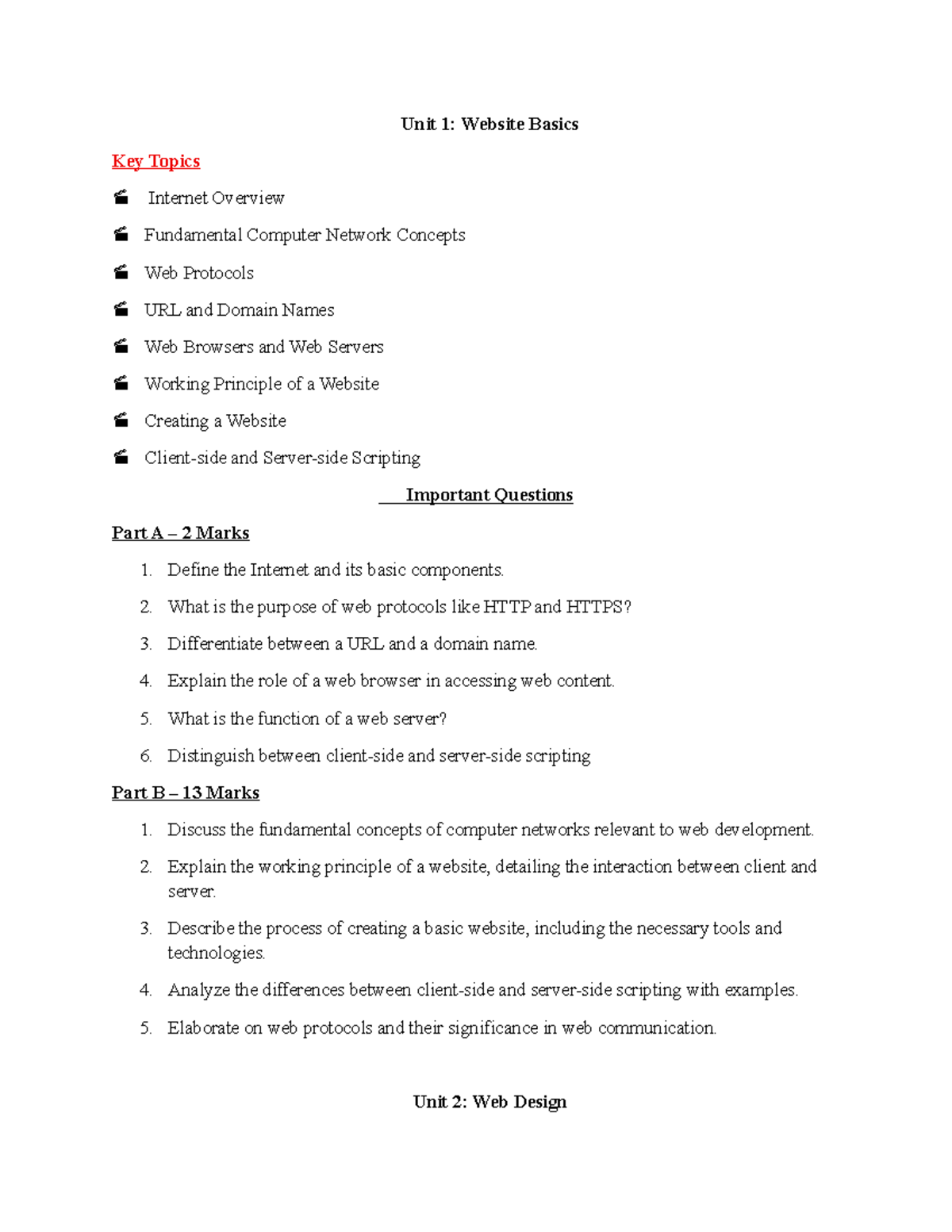 IT3401 Important Questions: Web Development Fundamentals and Scripting ...