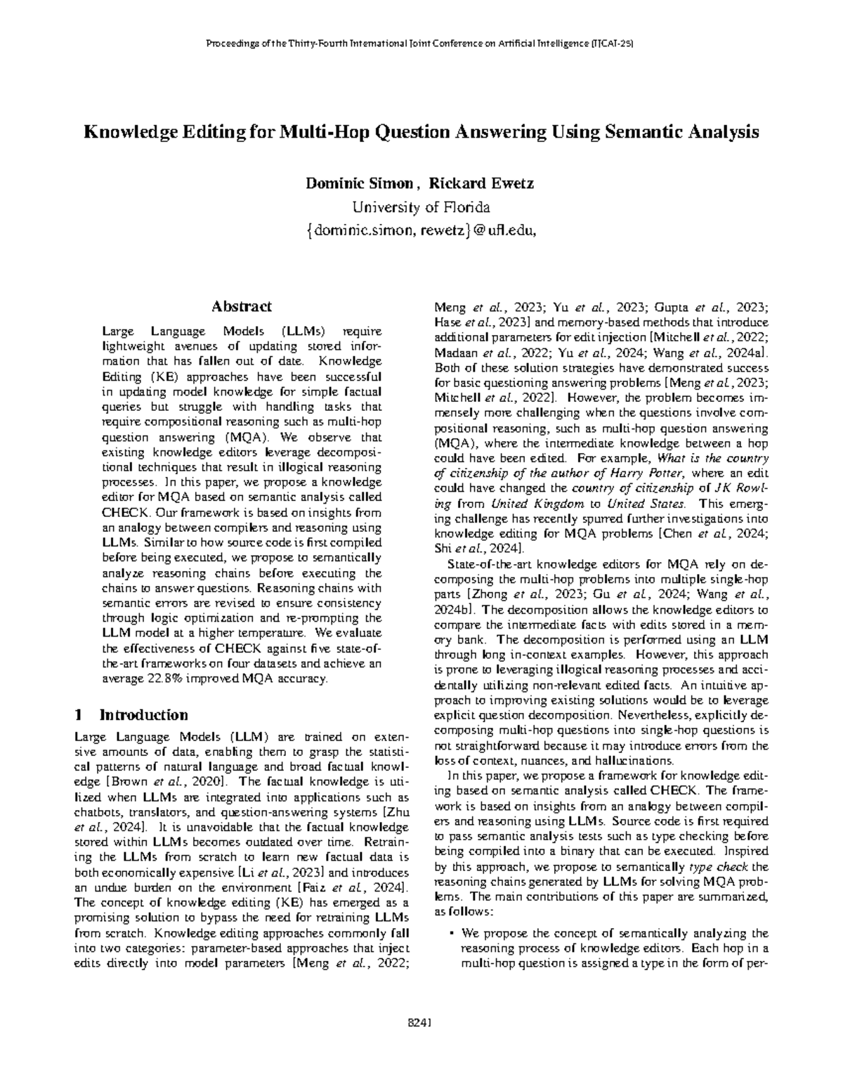 CHECK: A Semantic Analysis Framework for Knowledge Editing in MQA - Studocu